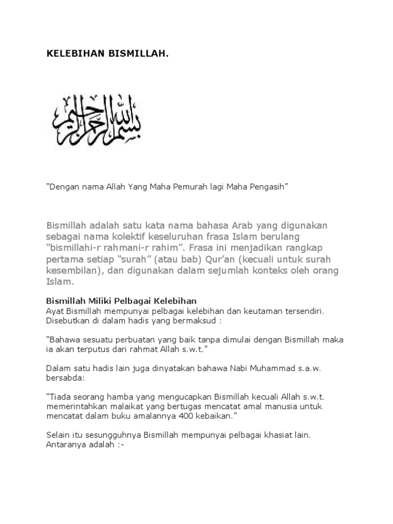 Kelebihan Bismillah | PDF | Pengembangan Diri | Agama & Spiritualitas