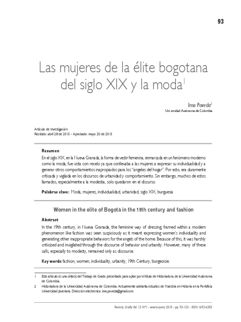 Moda femenina en la élite bogotana 1815 | PDF | Era de iluminacion | Mujer