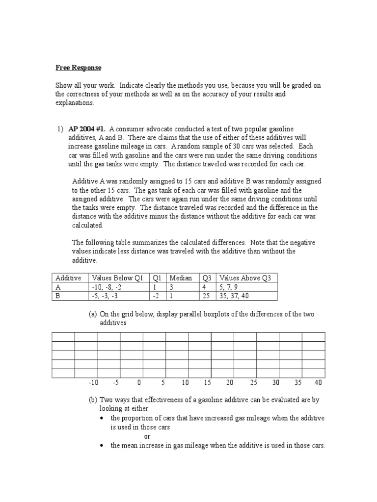 Past AP Questions For CH 1 Mod | PDF | Fuel Economy In Automobiles | Mean