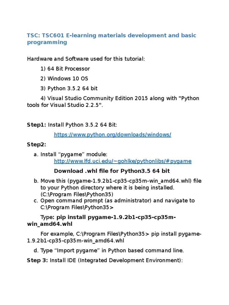 TSC: TSC601 E-Learning Materials Development and Basic Programming | PDF