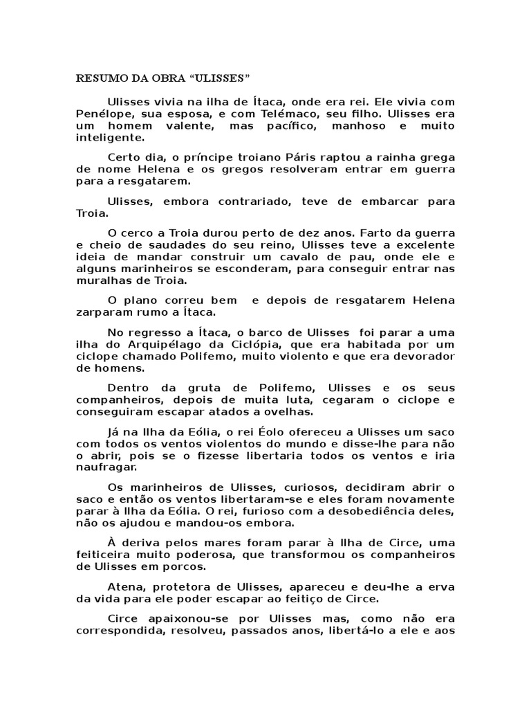 A Odisseia de Ulisses: Resumo da Jornada Heróica do Rei de Ítaca | PDF ...