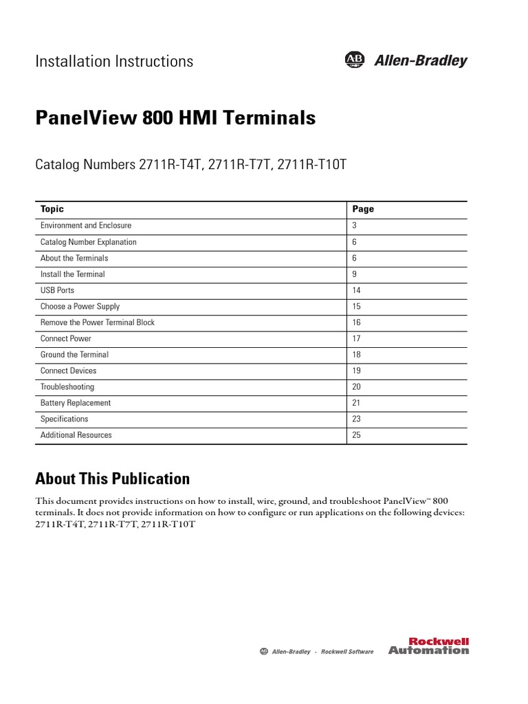 Panelview 800 Hmi Terminals: Installation Instructions | PDF
