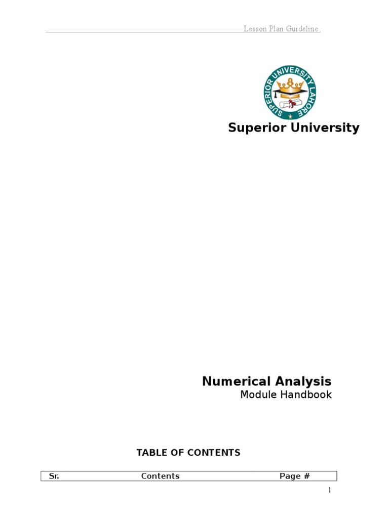 Superior University: Lesson Plan Guideline | PDF | Numerical Analysis | Equations