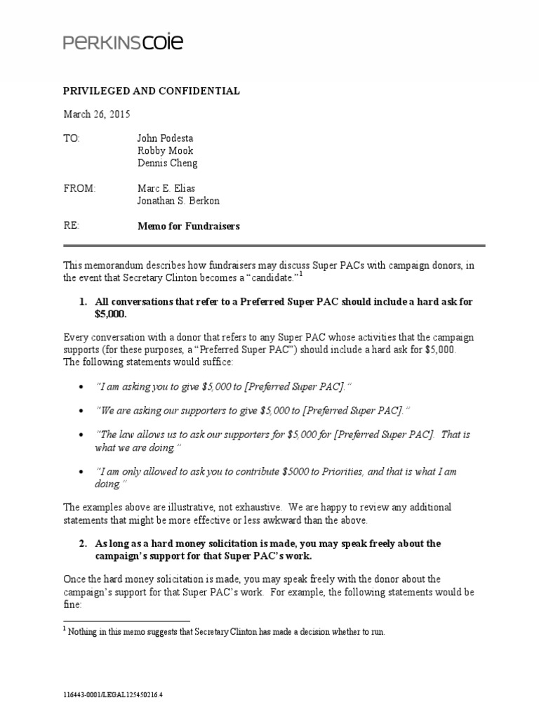 Memo For Fundraising Staff-2 | PDF | Campaign Finance In The United ...