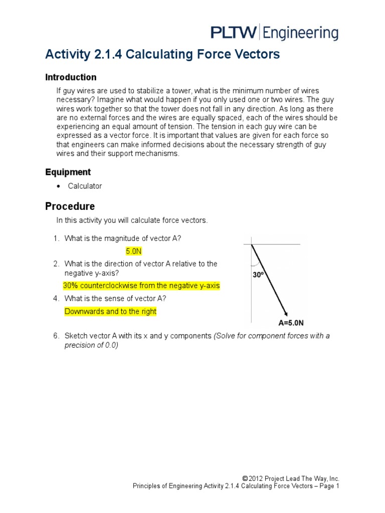 2 1 4 A Calculatingforcevectors | PDF | Euclidean Vector | Force