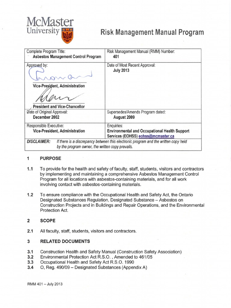 Asbestos Management Control | Asbestos | Occupational Safety And Health