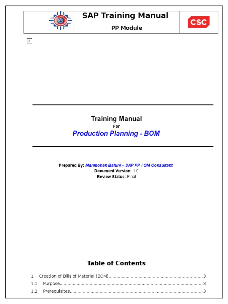SAP PP Module BOM Training | PDF | Information Technology Management ...