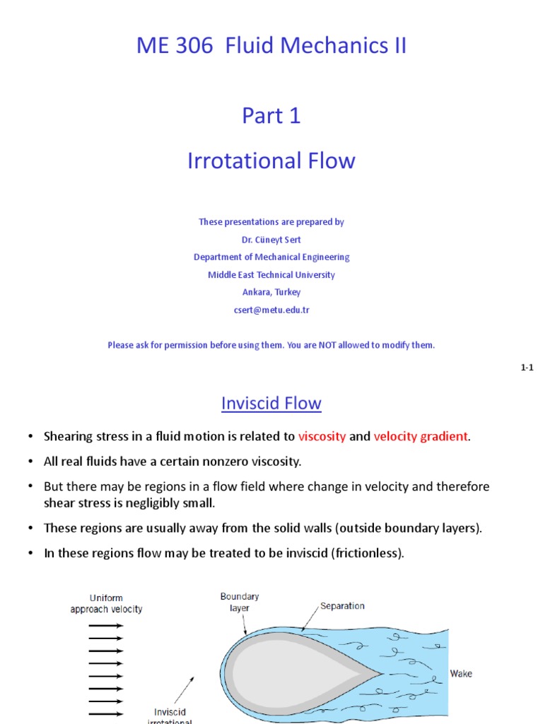 ME 306 Part 1 Irrotational Flow PDF | PDF | Lift (Force) | Viscosity