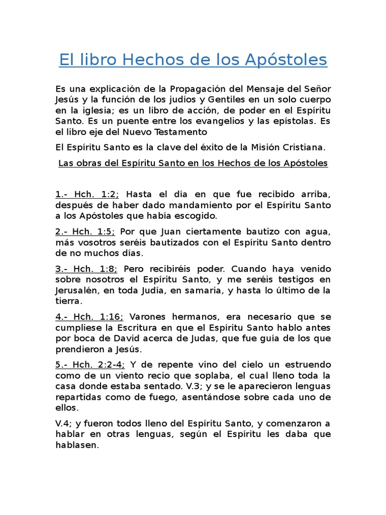 El Libro Hechos de Los Apostoles | PDF | espíritu Santo | Pablo el apóstol