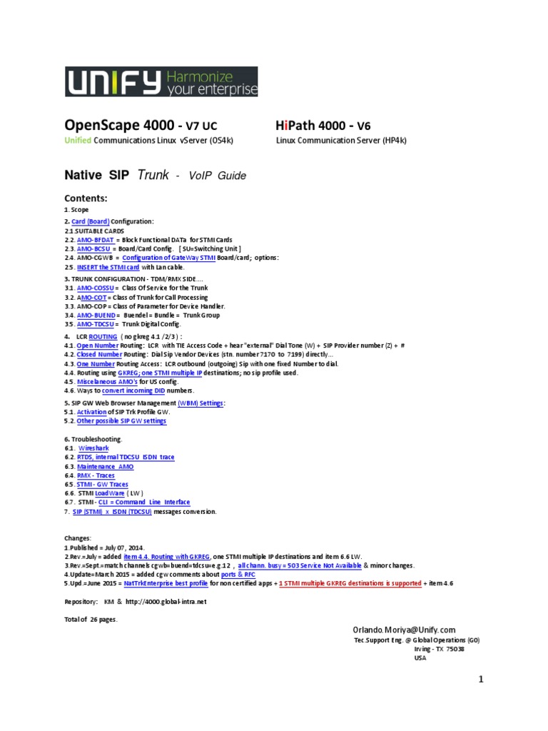 OS4k Sip Native TRK Voip Guide | PDF | Session Initiation Protocol ...
