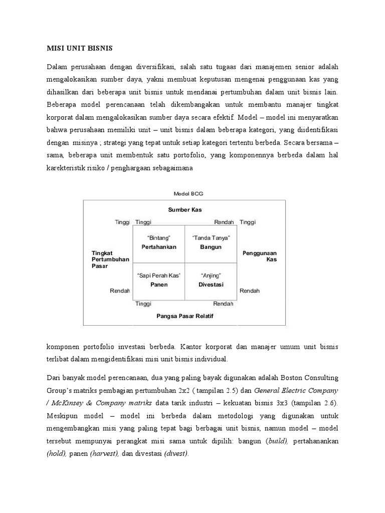 Misi Unit Bisnis | PDF