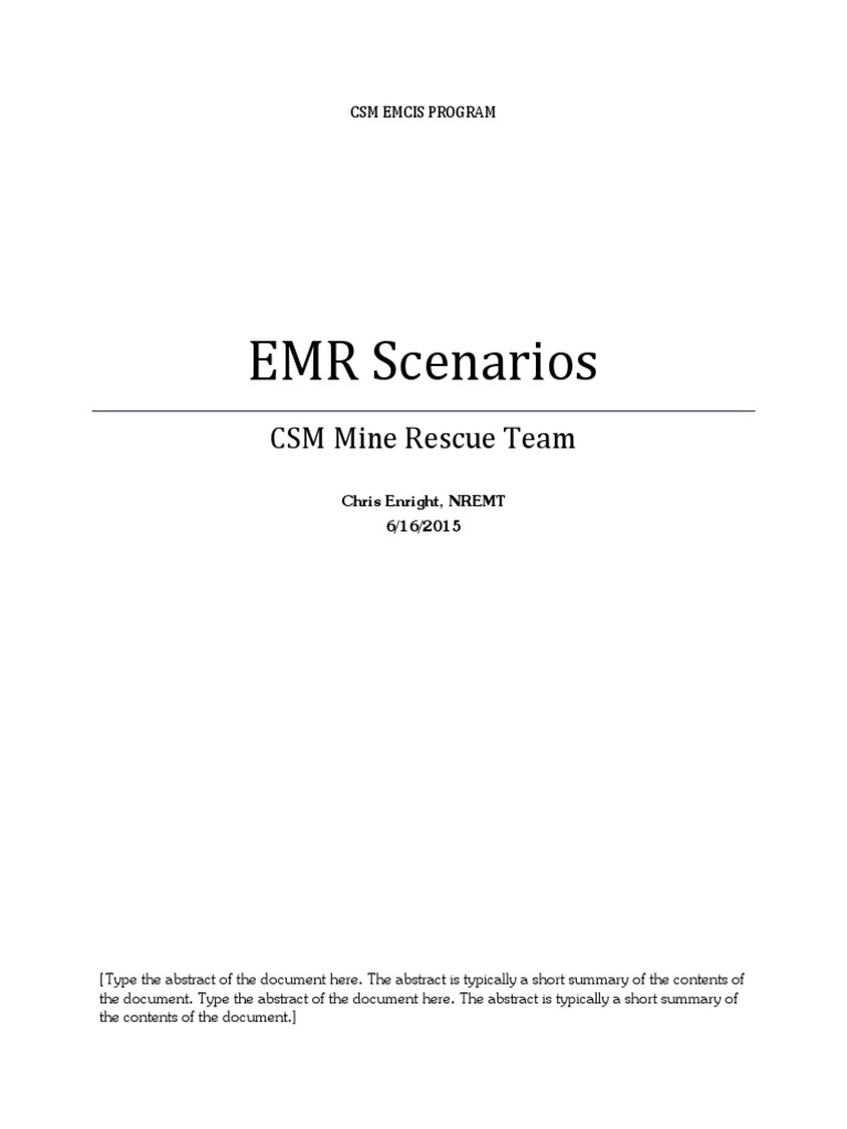 EMR Scenarios v2 | PDF | Bleeding | Pain