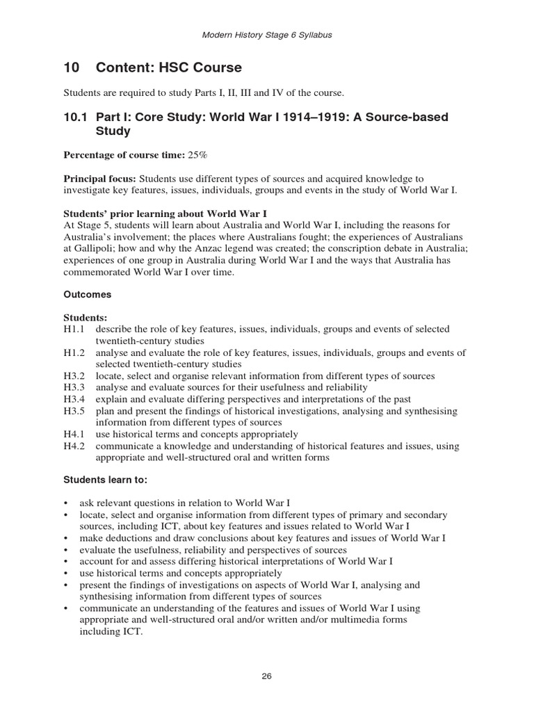 Modern History Stage 6 Syllabus Core | PDF | Western Front (World War I ...