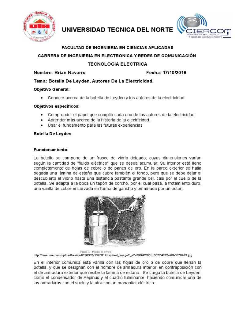 Botella de Leyden | PDF | Thomas Edison | Electricidad