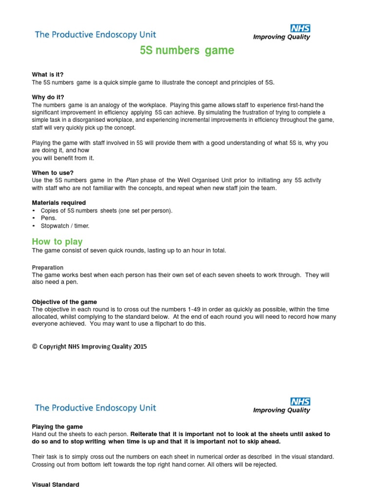 5s Numbers Game | PDF | Cognition | Science