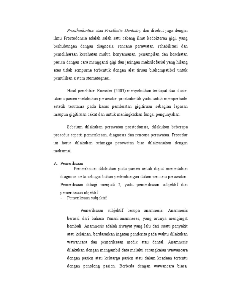 Prosthodontics Atau Prosthetic Dentistry Dan Disebut Juga Dengan Ilmu ...