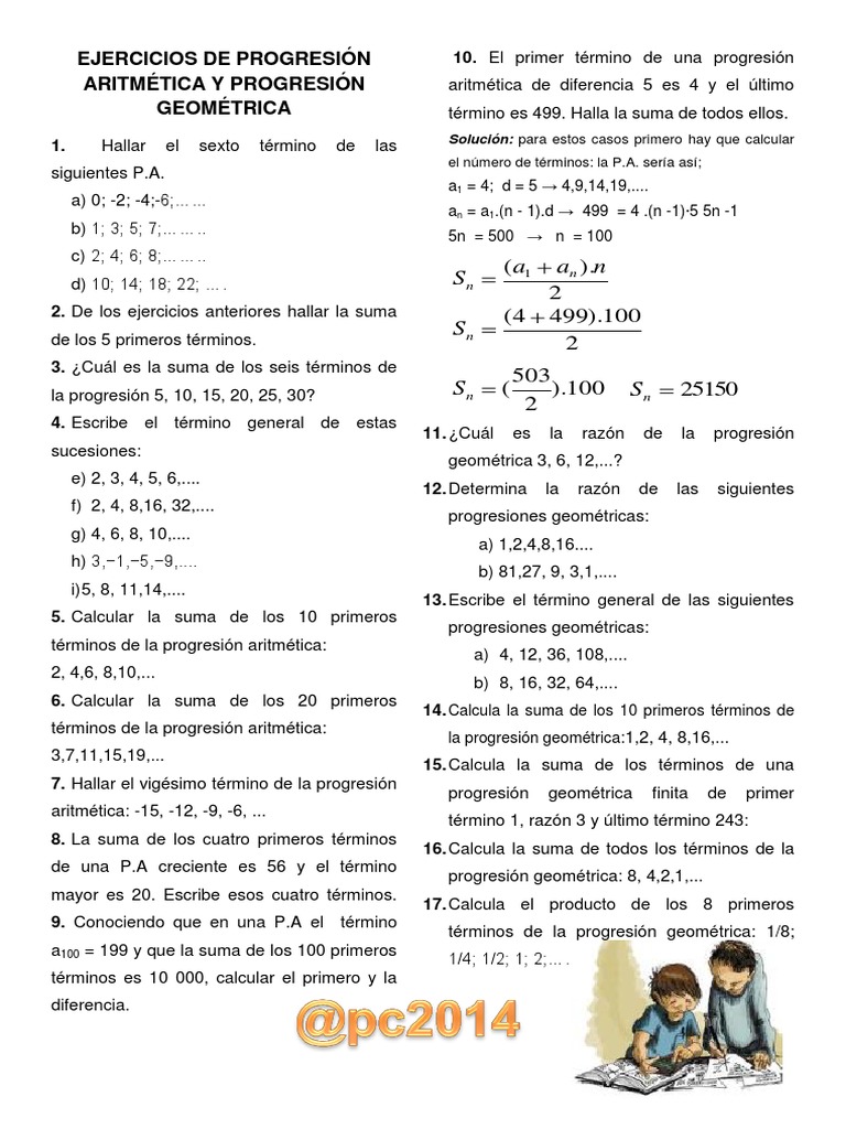 Ejercicios de Progresión Aritmética y Progresión Geométrica | PDF