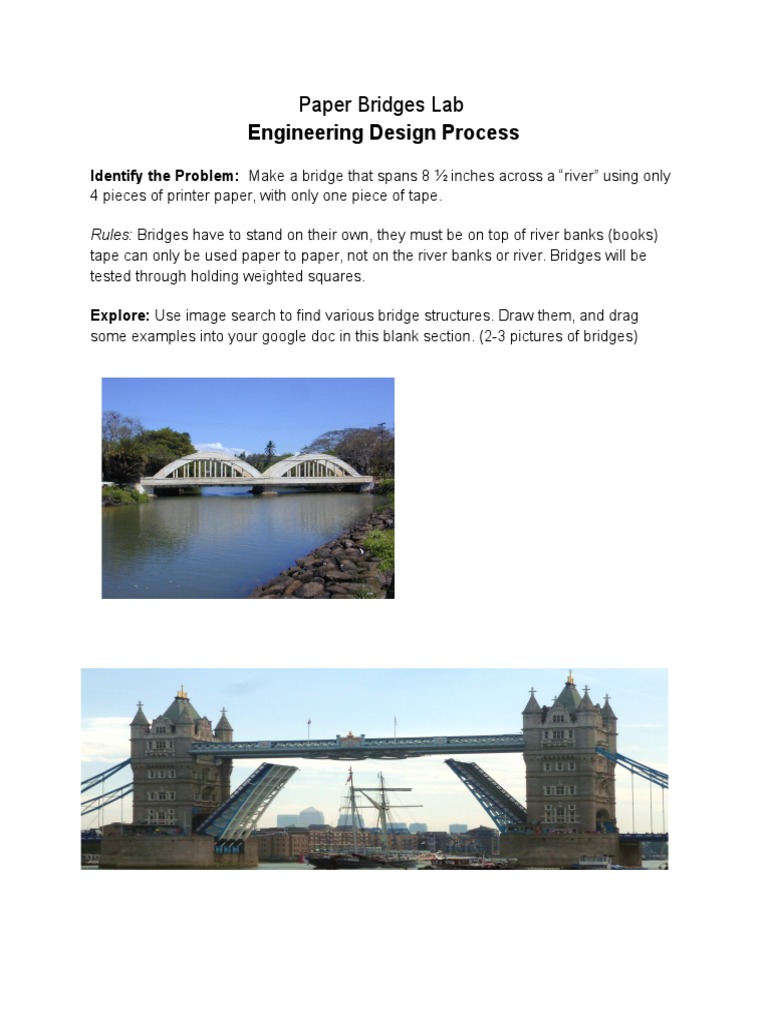 Engineering Design Process: Paper Bridges Lab | PDF | Art