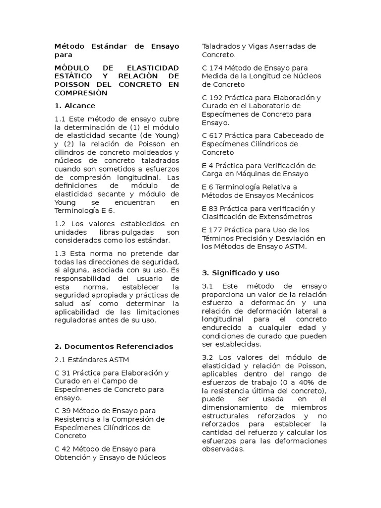 Astm-c469 | Elasticidad (Física) | Deformación (Ingeniería)