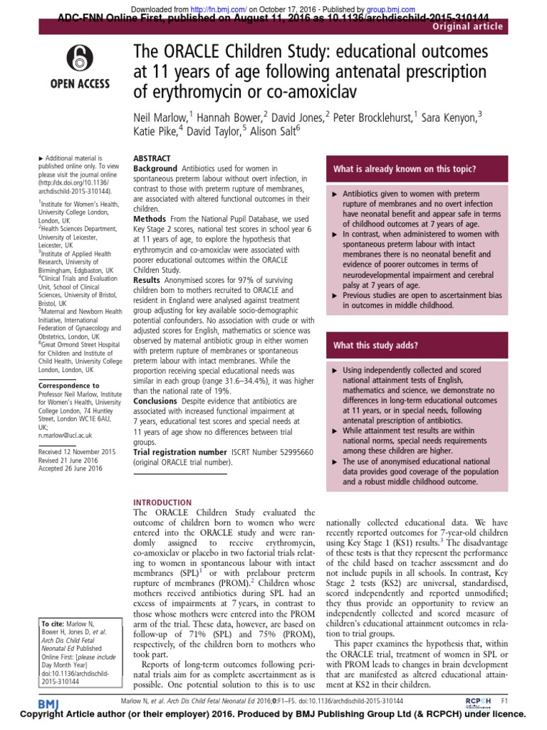 Arch Dis Child Fetal Neonatal Ed 2016 Marlow Archdischild 2015 310144 ...
