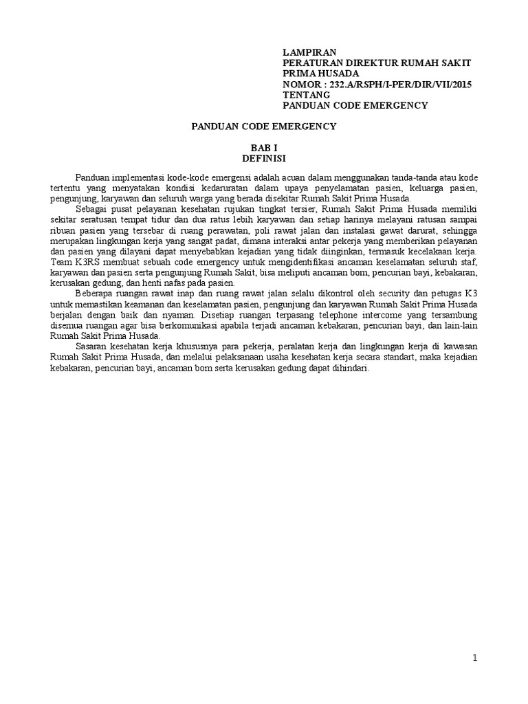 Panduan Code Emergency | PDF