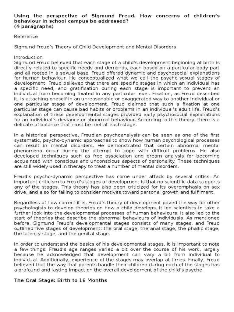 Sigmund Freud's Theory of Child Development and Mental Disorders | PDF ...