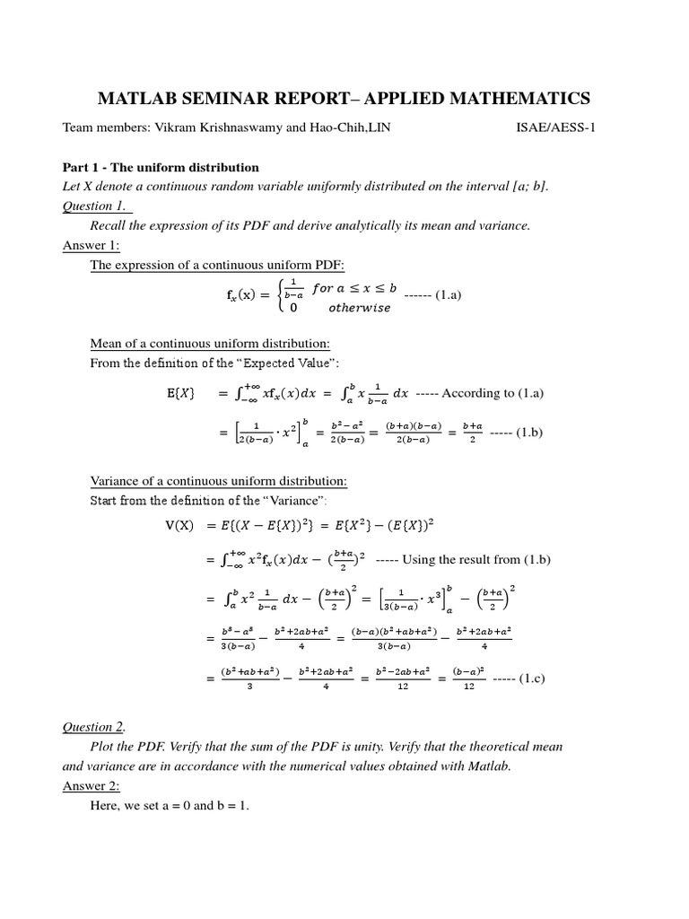 Matlab Seminar Report | PDF