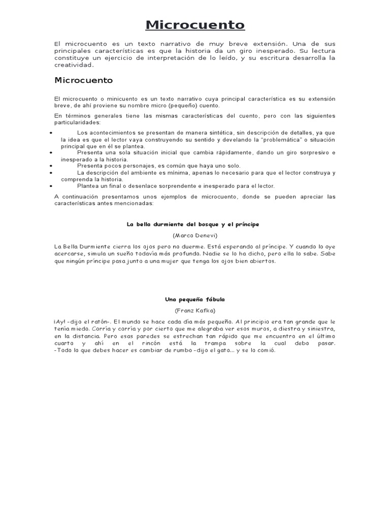 Microcuento | PDF | Cuentos | Narrativa