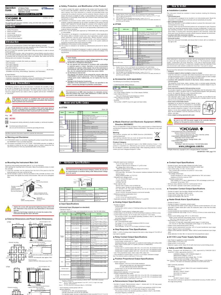 UT35A-UT32A Digital Indicating Controllers Operation Guide | PDF | Power Supply | Relay