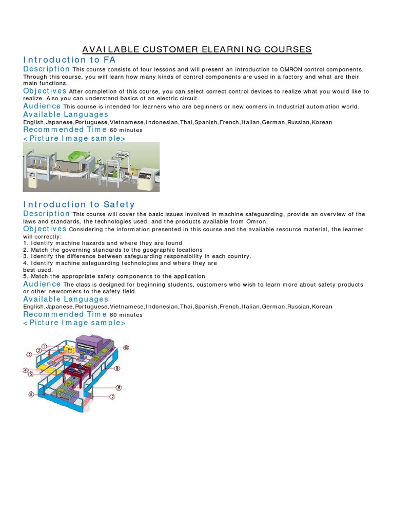 Omron Elearning Course Descriptions | PDF | Relay | Power Supply