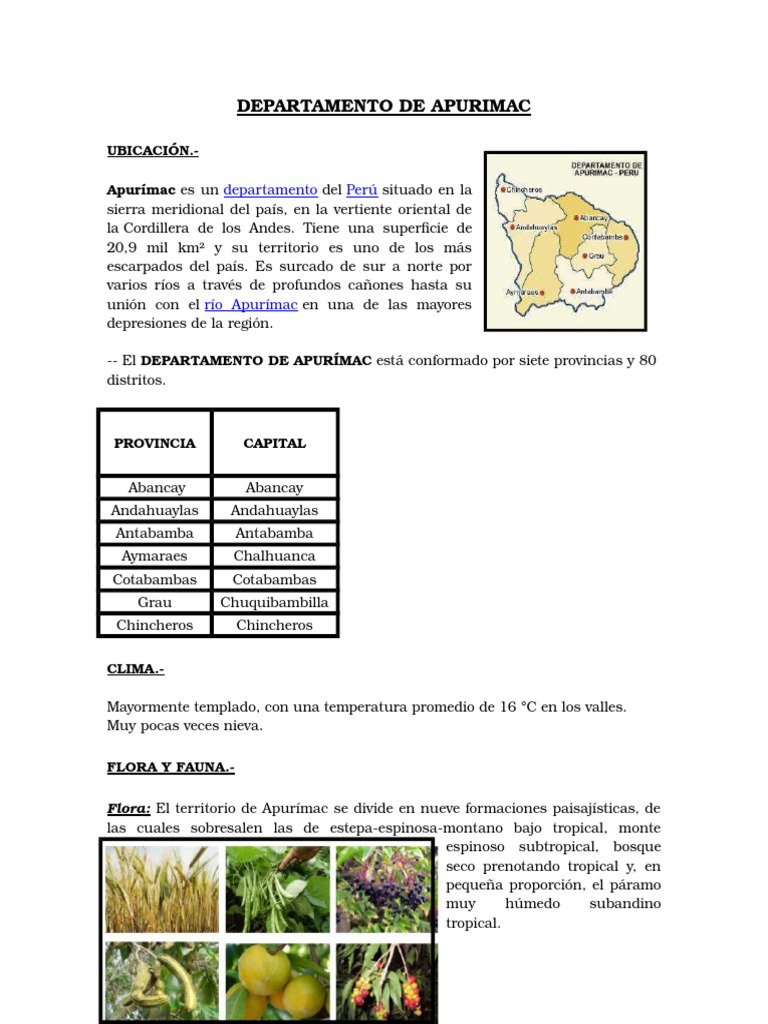 Departamento de Apurimac | Descargar gratis PDF | Alimentos | Plantas