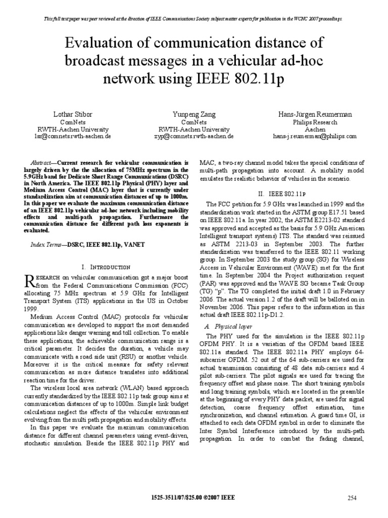 5 - Evaluation of Communication Distance of Broadcast Messages in A Vehicular Ad-Hoc Network ...