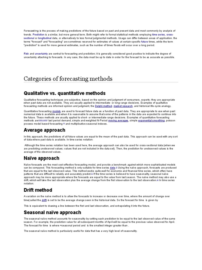 Categories of Forecasting Methods: Qualitative vs. Quantitative Methods ...