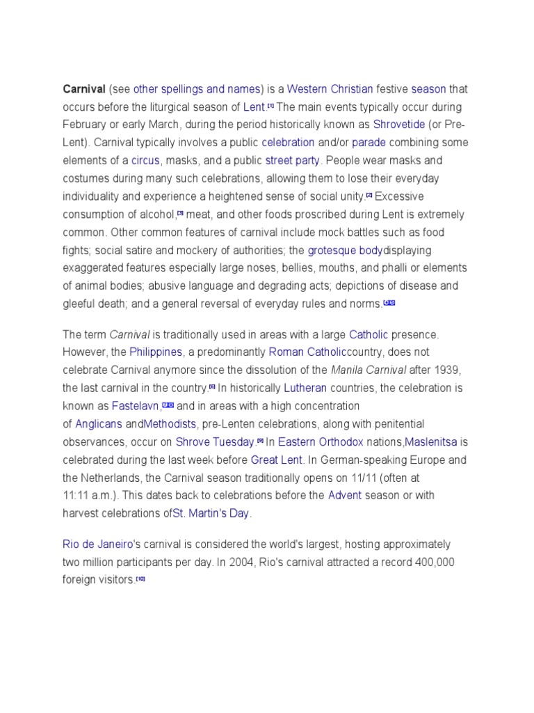 Carnival | PDF | Travel | History