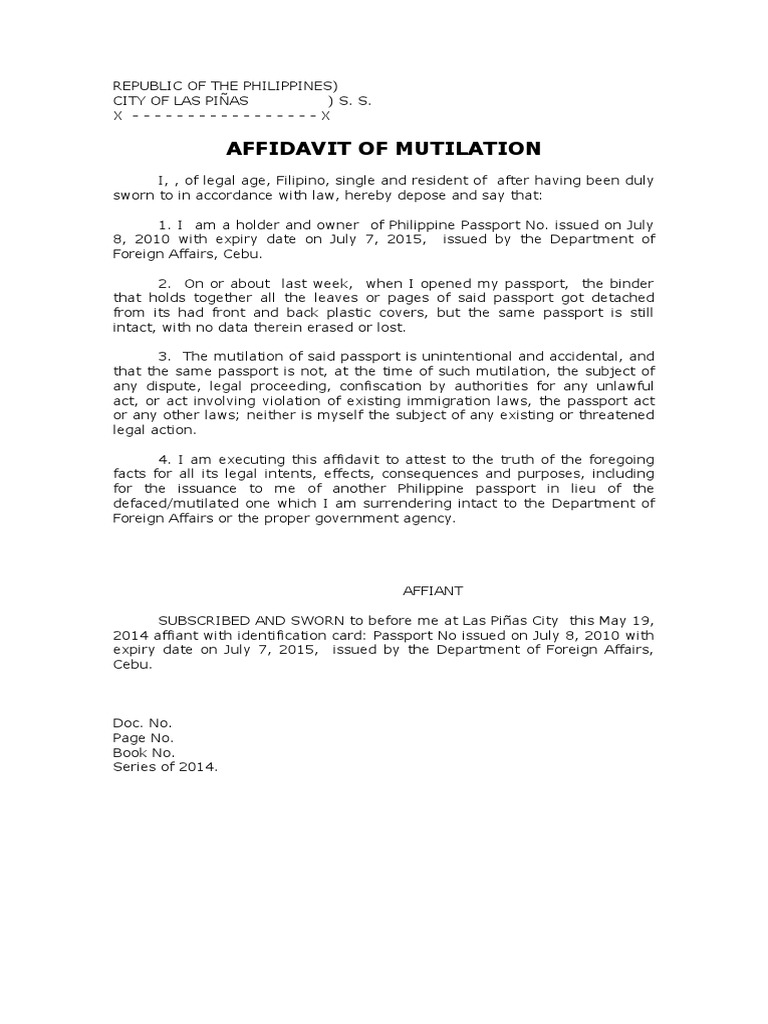 Affid of Passport Mutilation | PDF