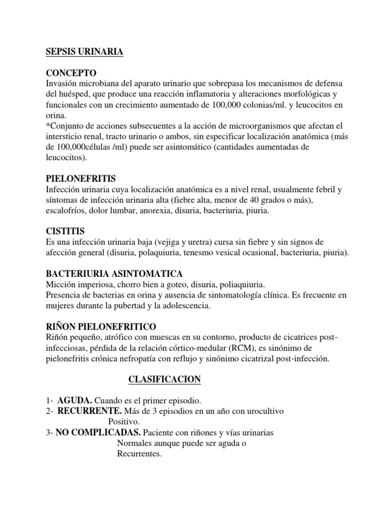 Sepsis Urinaria | PDF | Infección del tracto urinario | Sistema urinario
