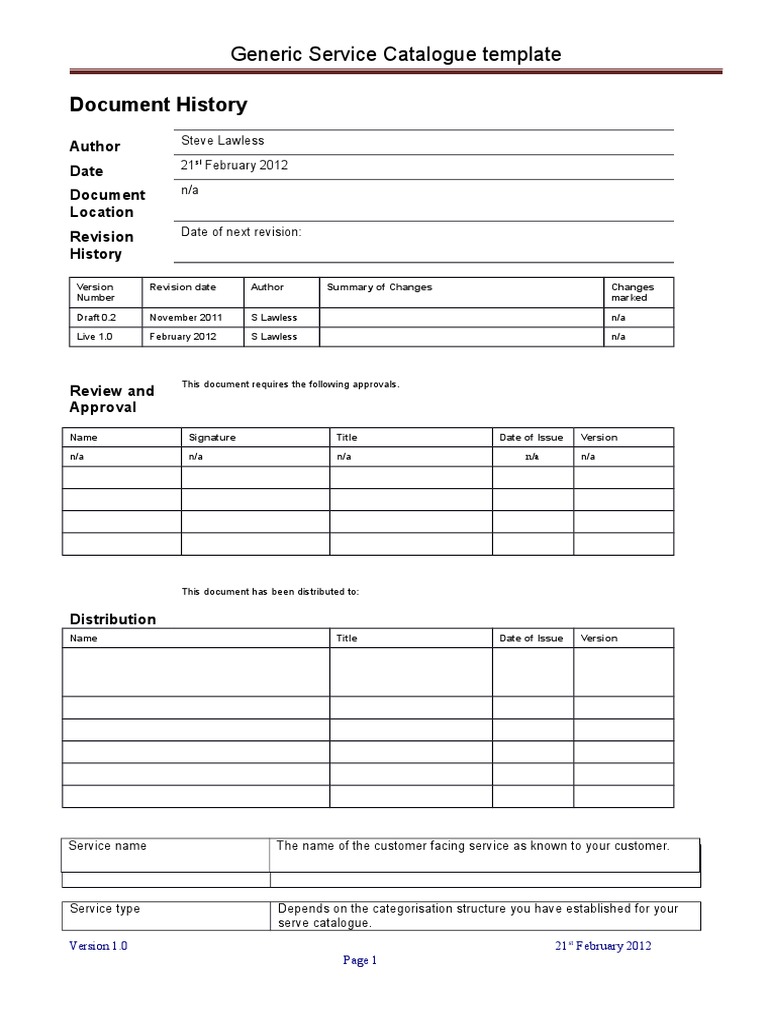 Service Catalogue Template | PDF | Service Level Agreement ...
