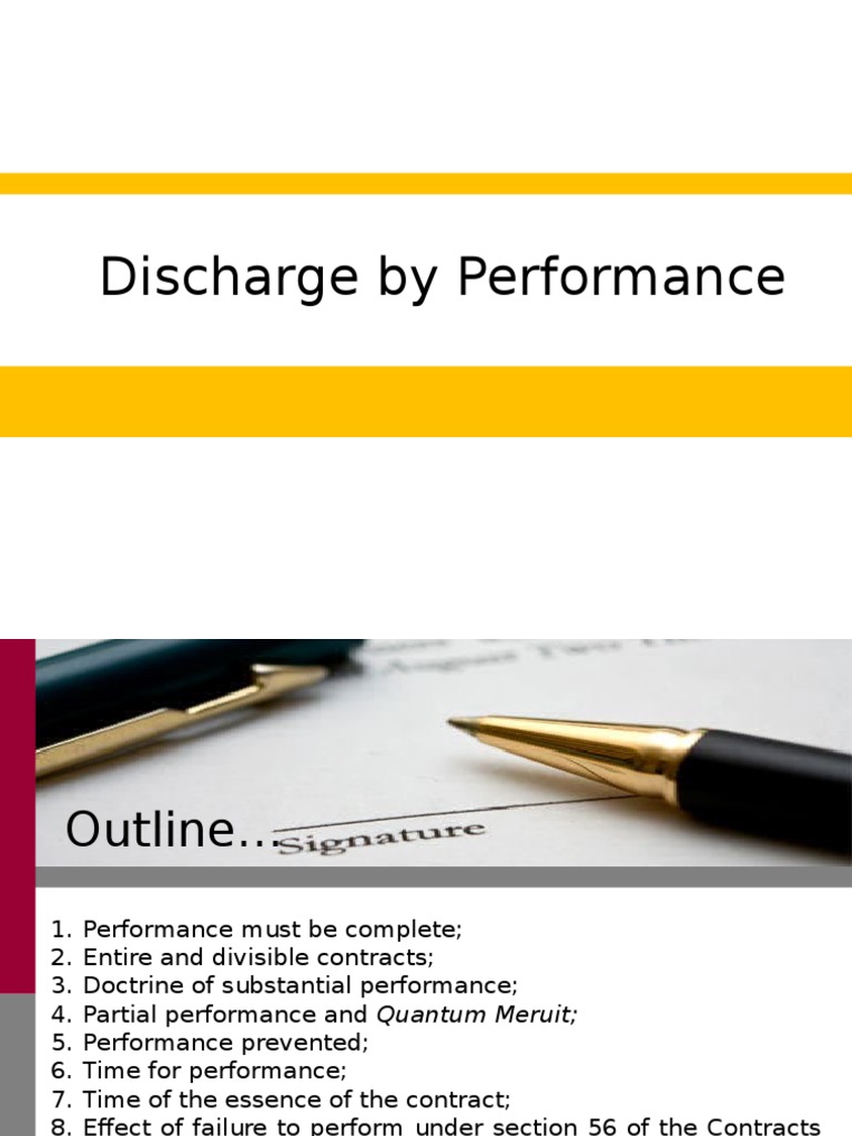 Discharge by Performance 2 | PDF | Restitution | Breach Of Contract