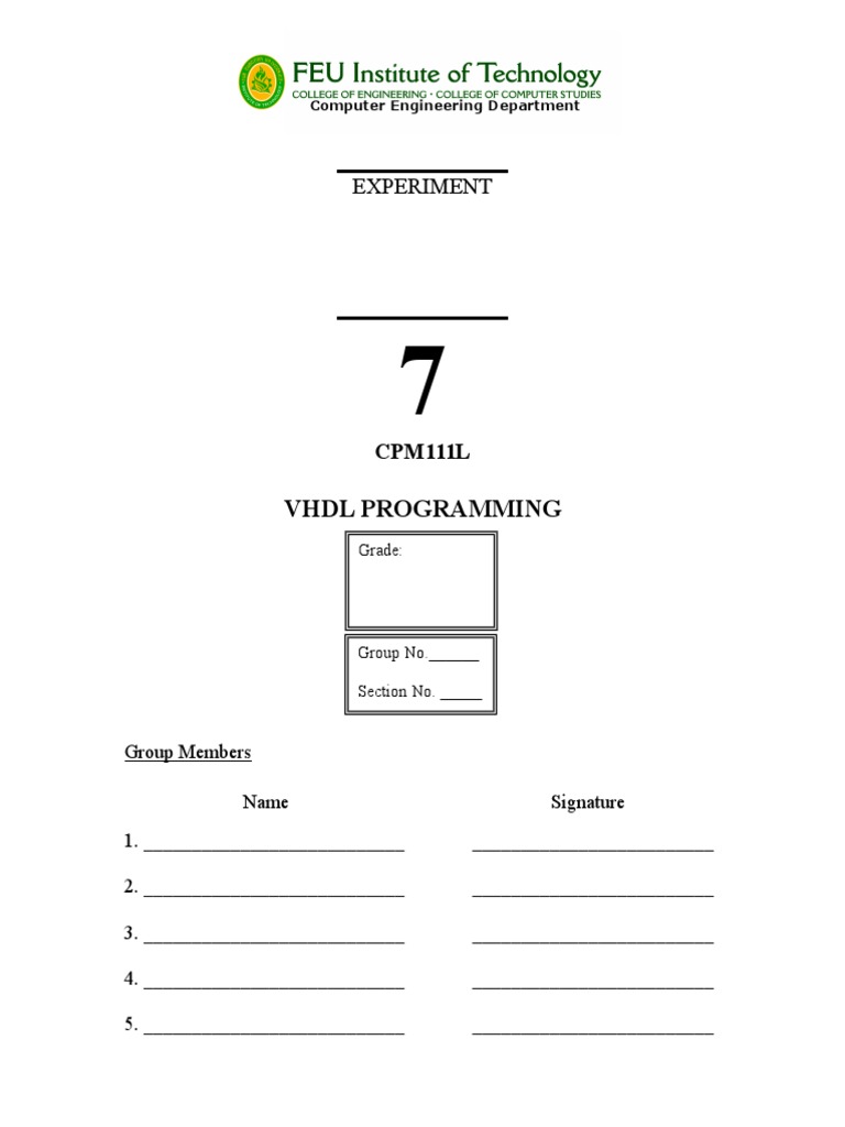 VHDL Programming: Experiment | PDF | Computers