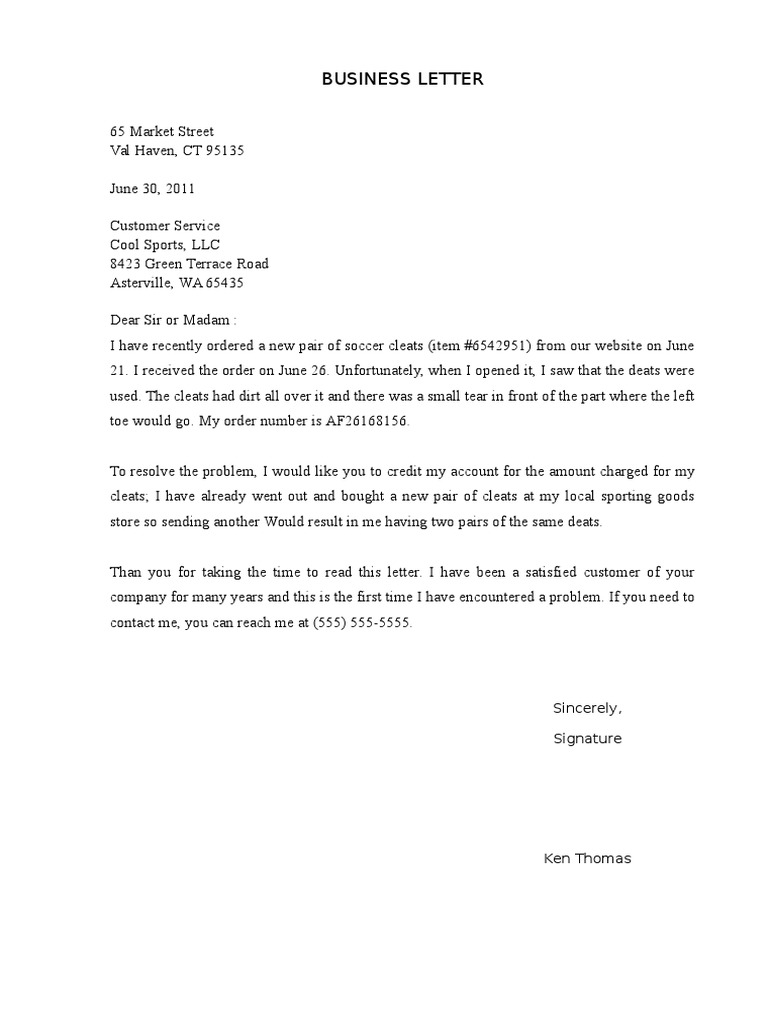 Business Letter: Sincerely, Signature | PDF