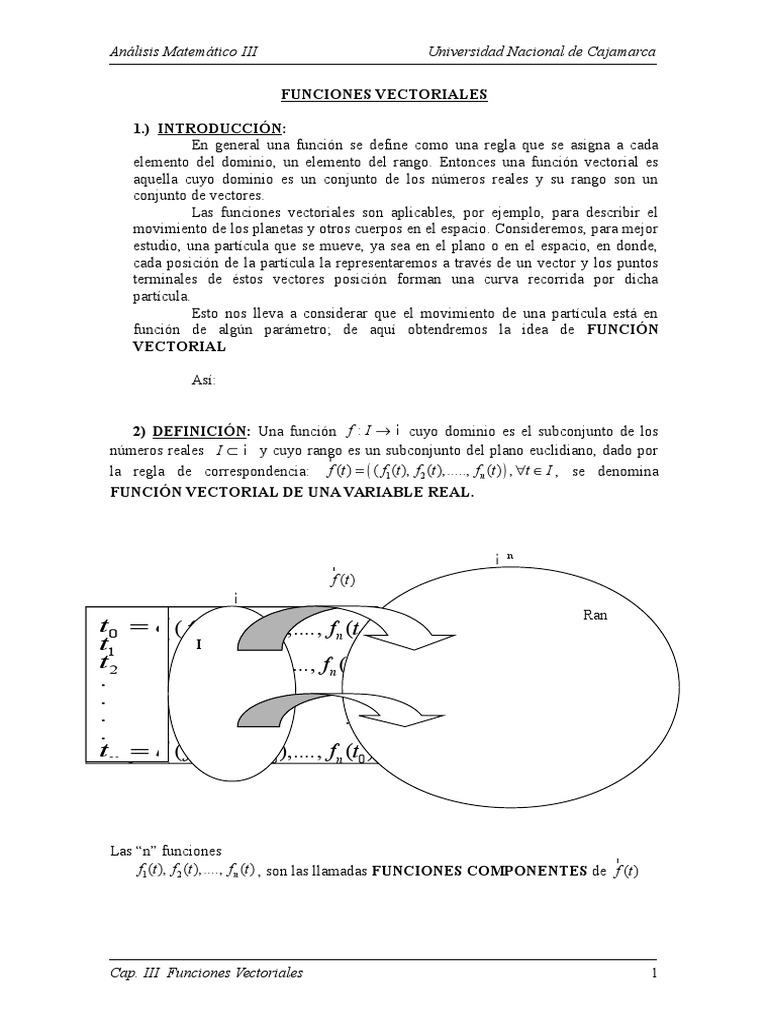 Funciones Vectoriales - Analisis Matemático III | PDF | Vector Euclidiano | Curva