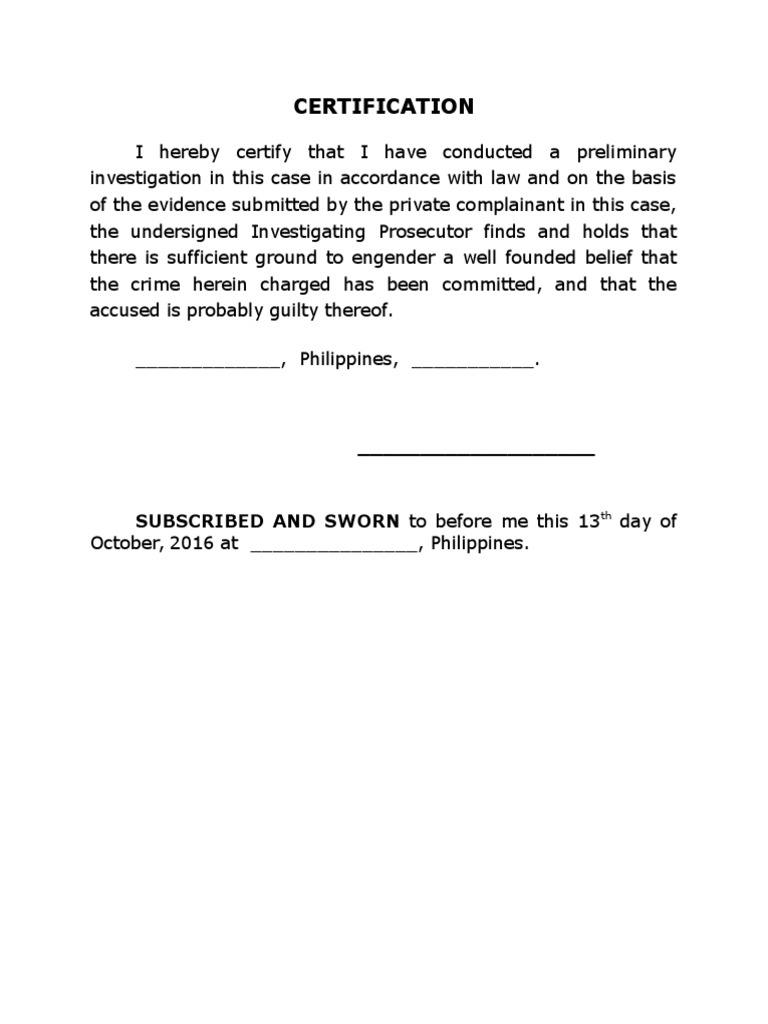 Sample Certification | PDF