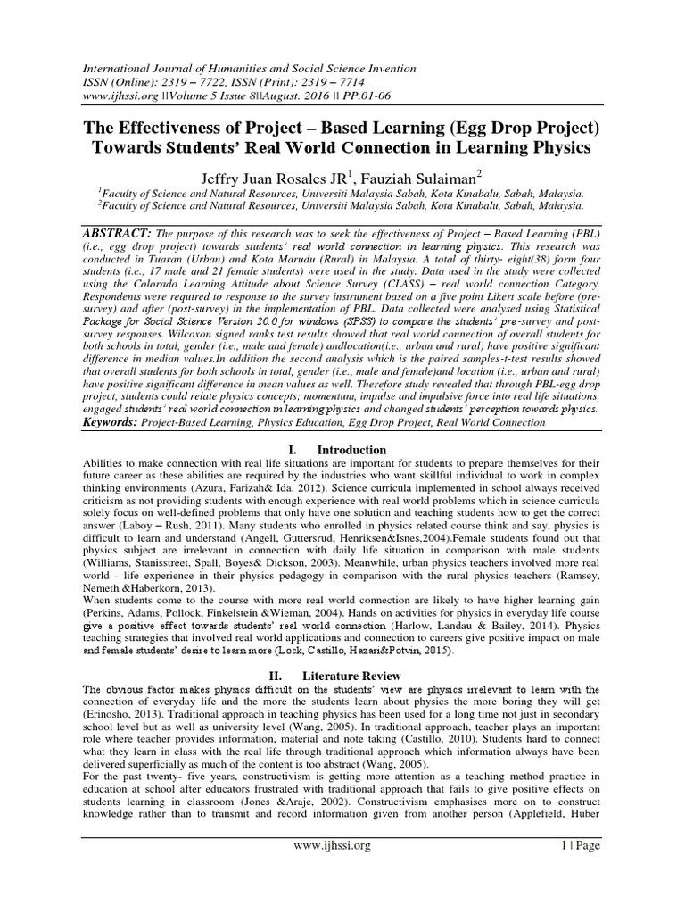 Egg Drop Project Enhances Physics Learning | PDF | Project Based ...