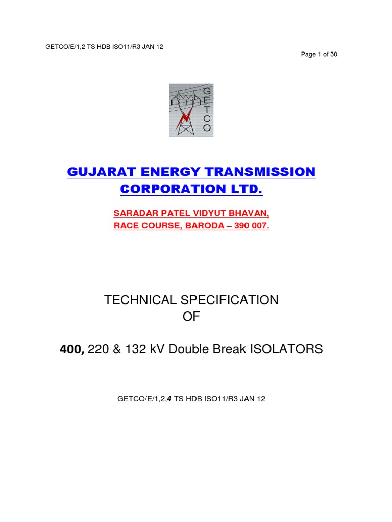 27 - 400 - 220 - 132kV - DB - Tandem Isolator R3 Jan 12 PDF | PDF