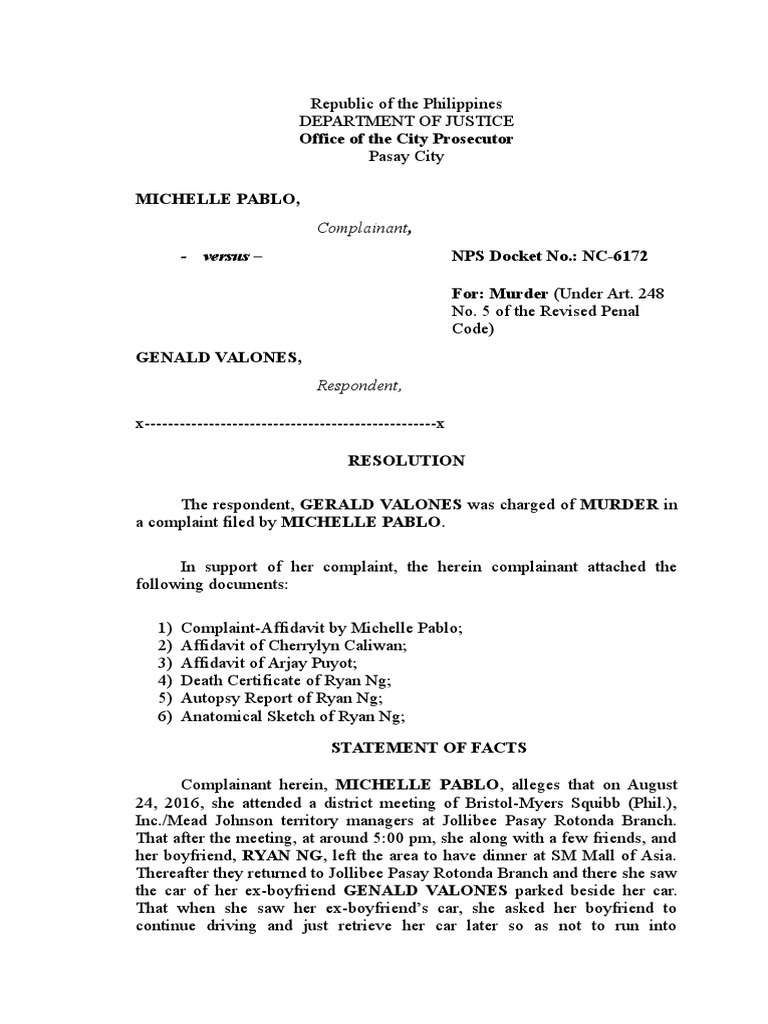 Resolution for Murder | Murder | Prosecutor