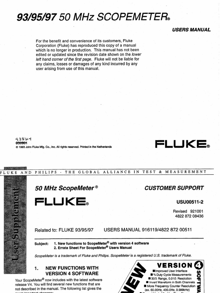 FLUKE 93, 95, 97 Usermanual PDF | PDF