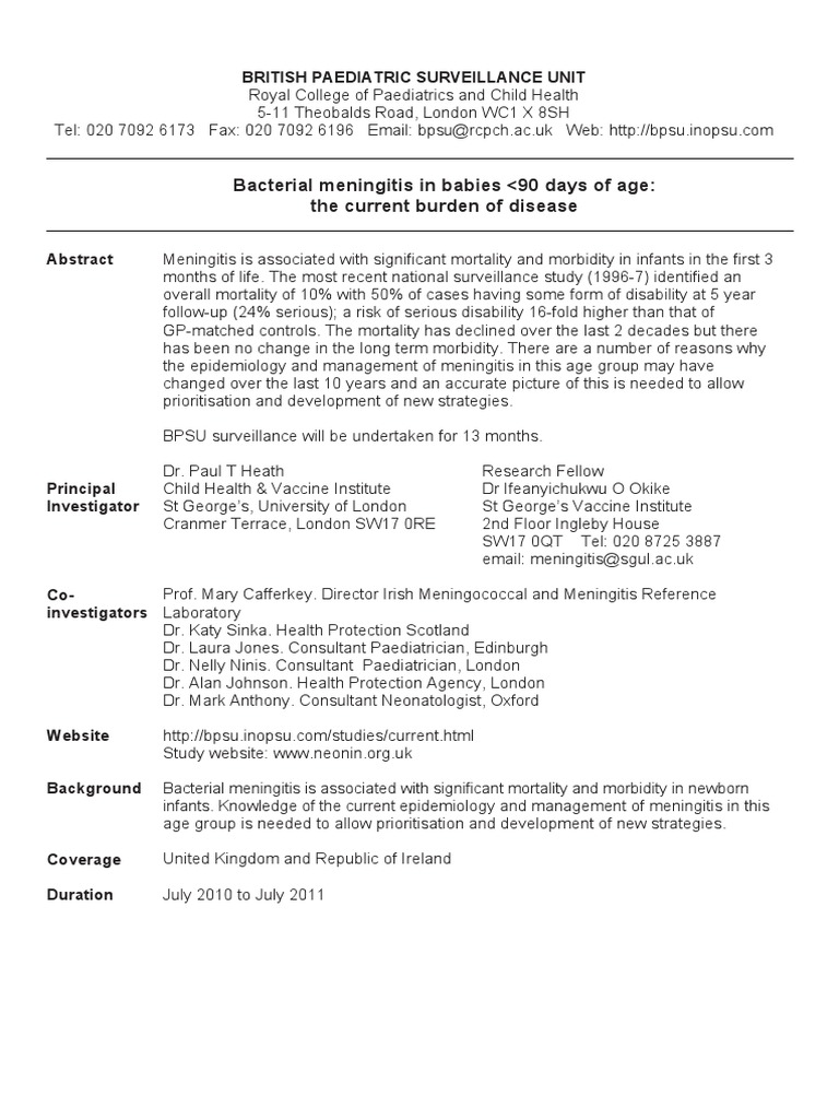 Protocol Card | PDF | Meningitis | Antibiotics