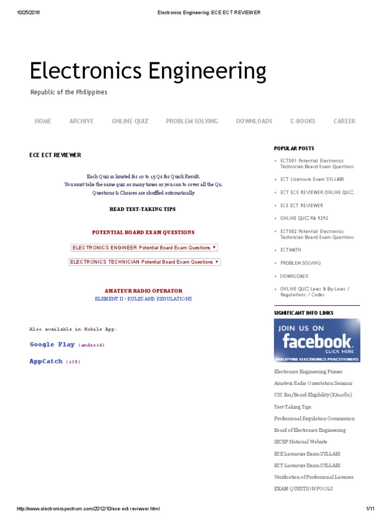 Electronics Engineering - ECE ECT REVIEWER | PDF | Engineering | Science And Technology