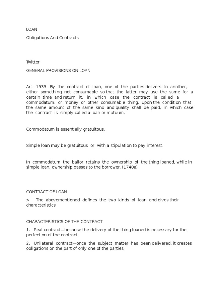 Commodatum | PDF | Loans | Social Institutions