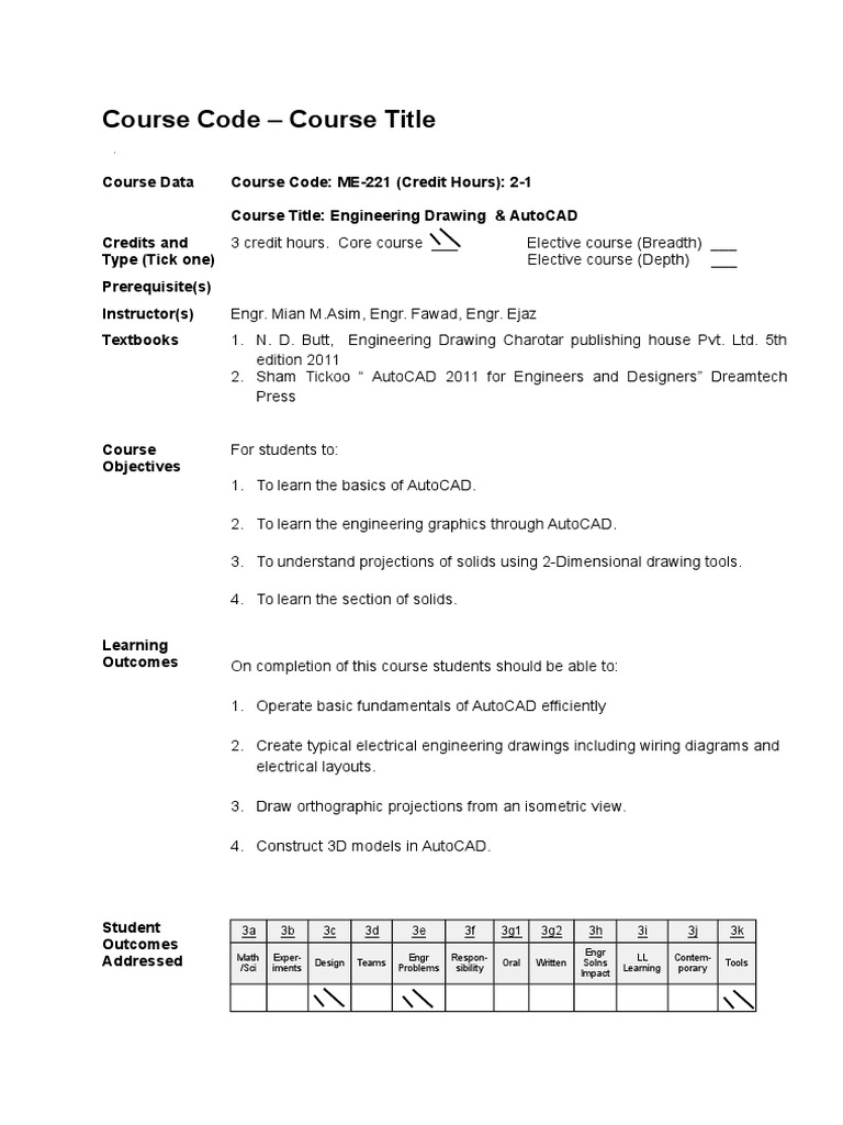 CLO - Engineering Drawing & AutoCAD | PDF